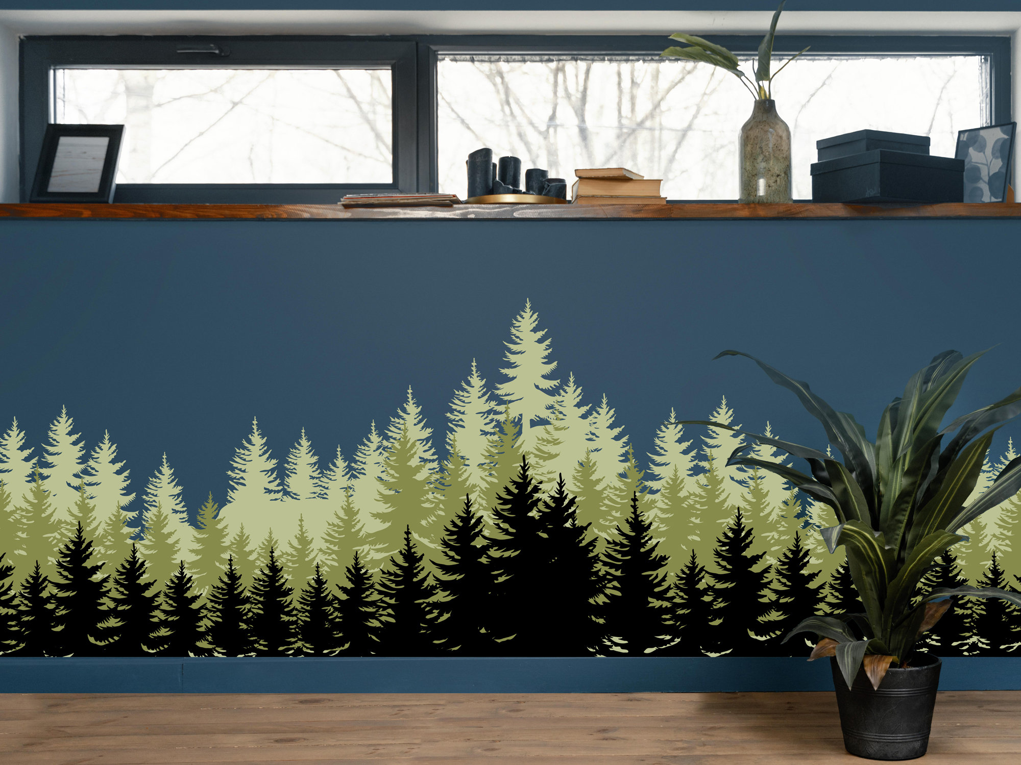 Forest Pine Tree Wall Decal Pine Tree Forest - Etsy