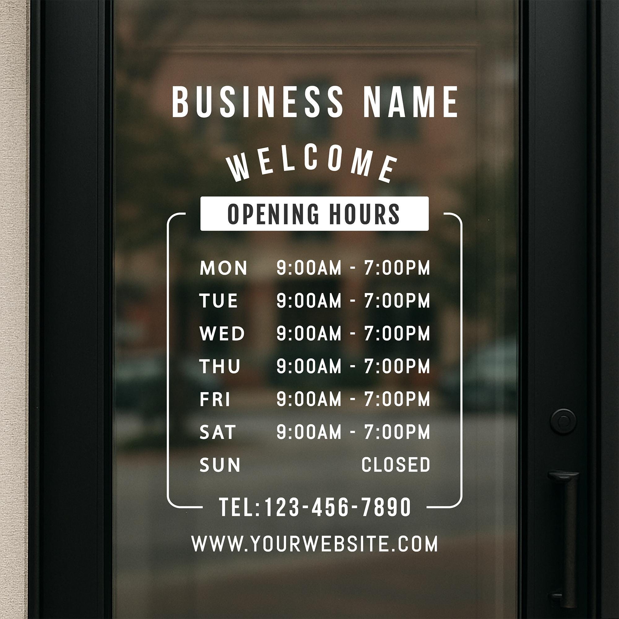 Custom Business Hours, Hours of Operation Decal, Store Hours Window ...