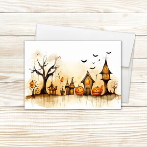 Happy Halloween Card Set, Watercolor Halloween Cards, Fall Card Pack ...