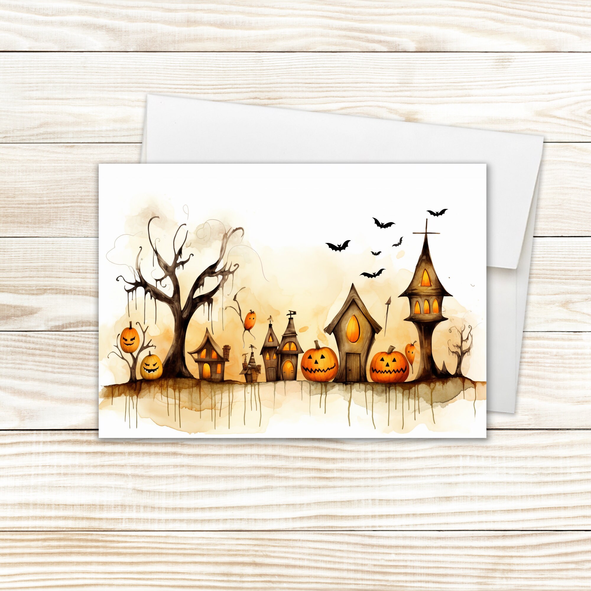 Happy Halloween Card Set Watercolor Halloween Cards Fall - Etsy