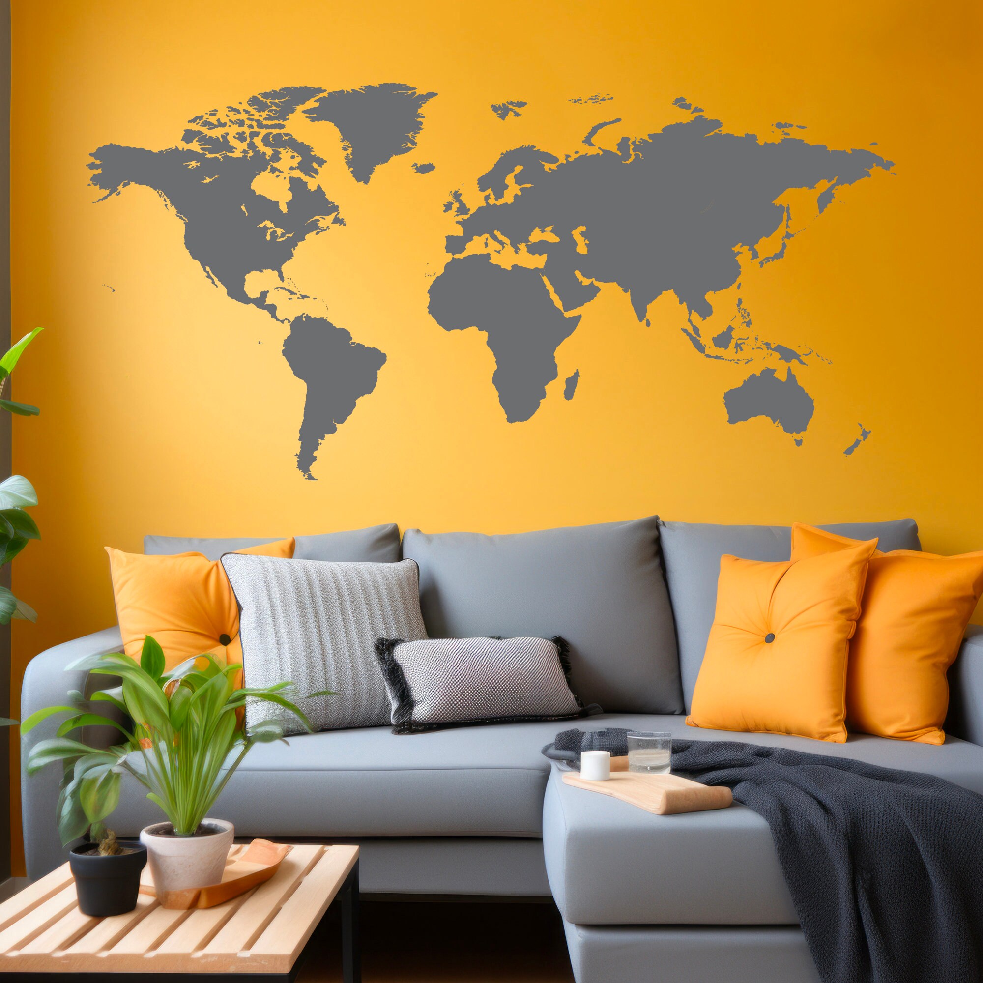World Map Vinyl Wall Decal - Large World Map Office and Home Decor ...