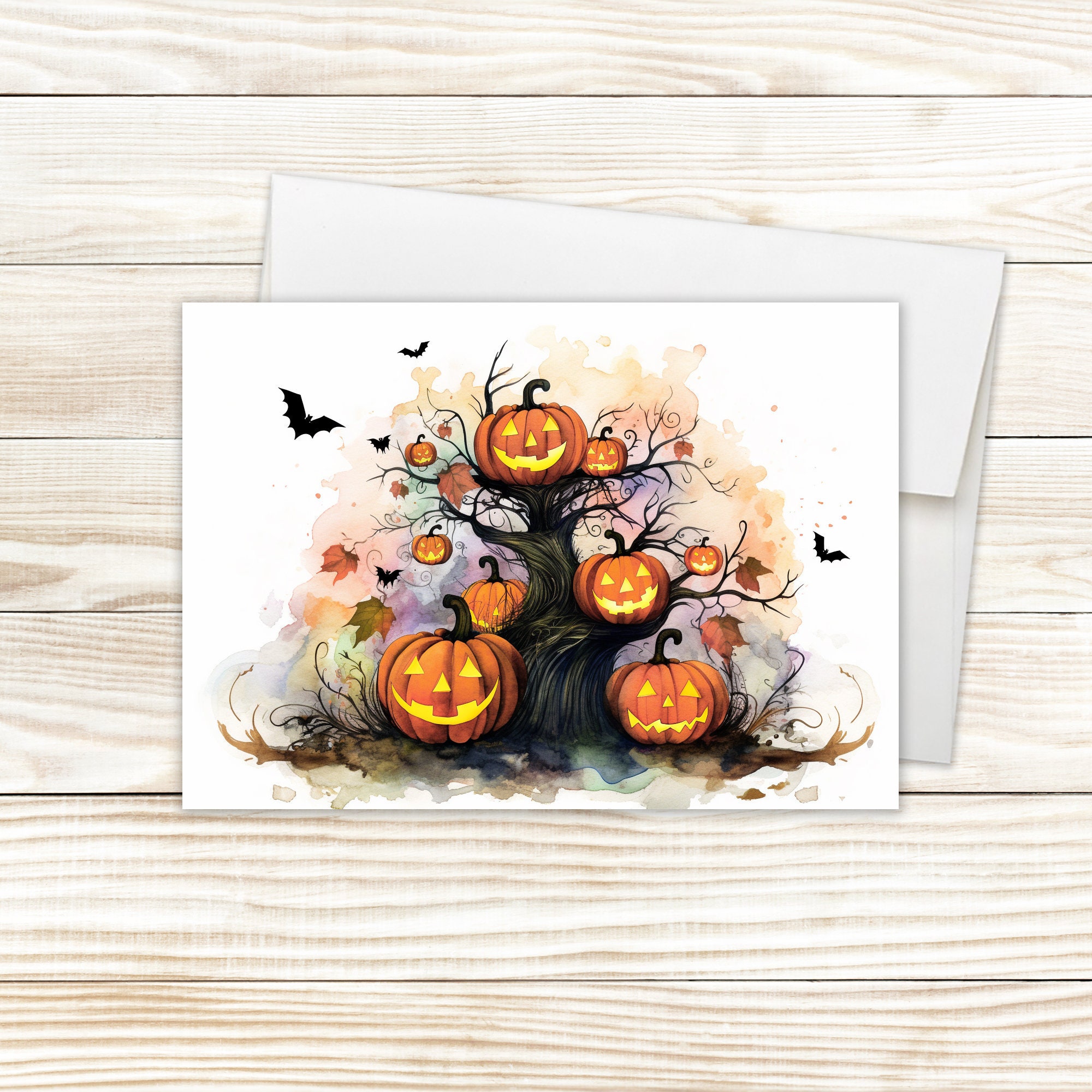 Happy Halloween Card Set Watercolor Halloween Cards Fall - Etsy