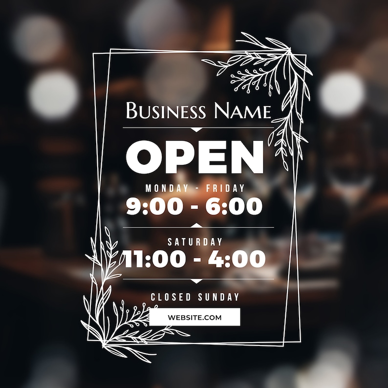 Custom Business Hours Decal, Hours of Operation Decal, Store Hours ...