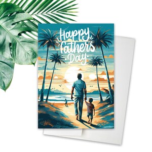 Tropical Beach Father's Day Card - Vintage-inspired Illustration With ...