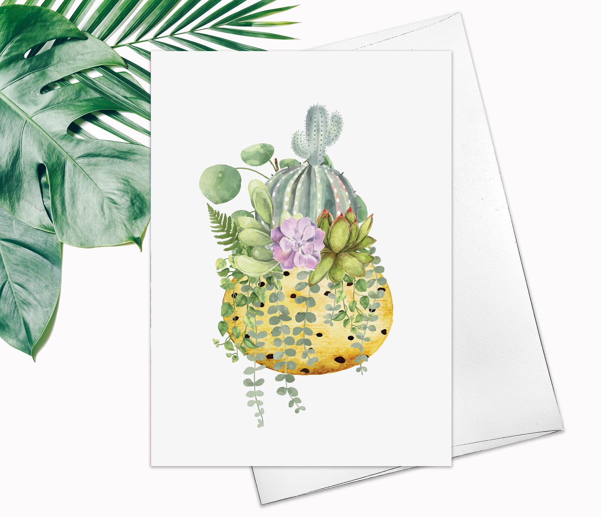 Succulent Card Note Cards Floral Blank Watercolour Card Flower - Etsy ...