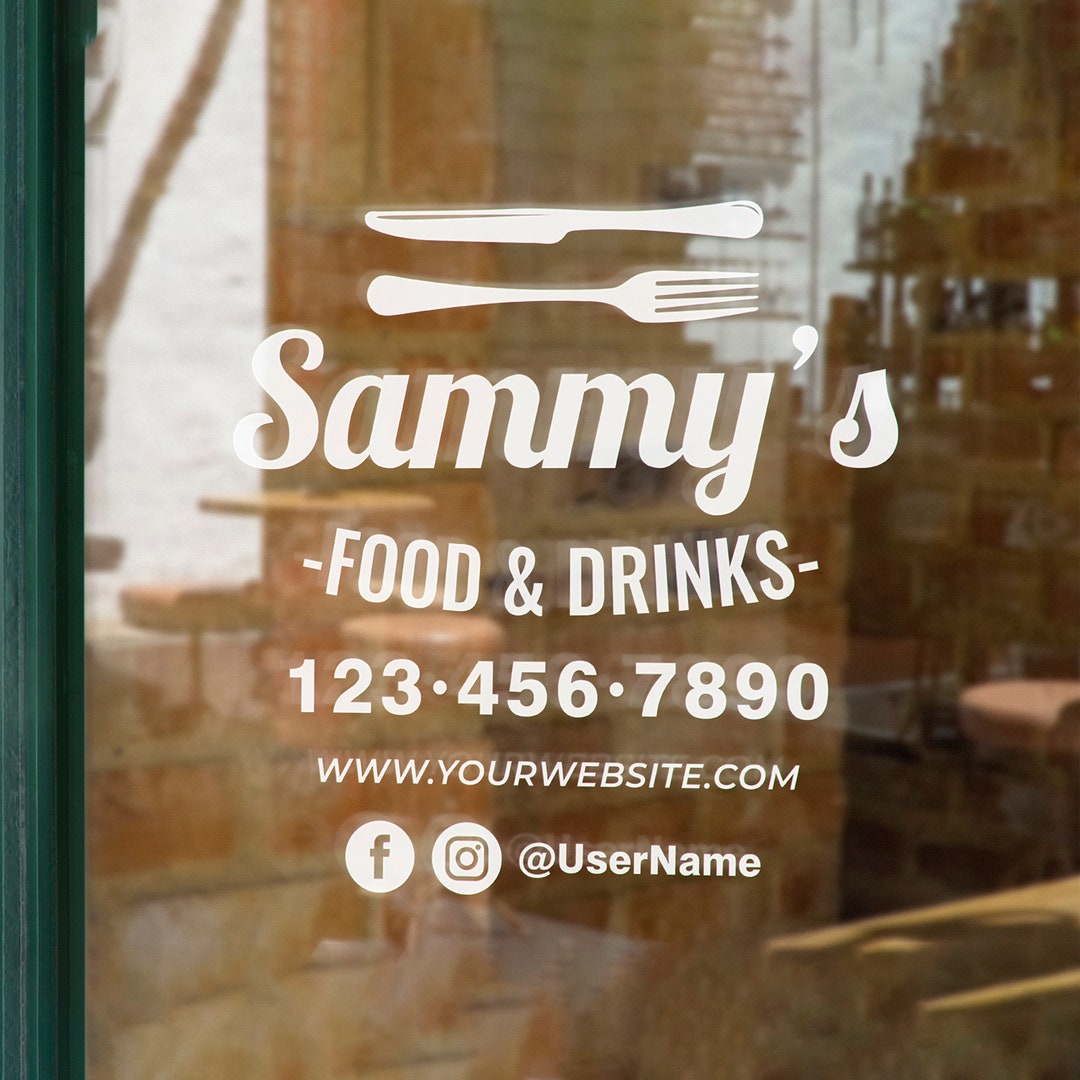 Custom Restaurant Sign Decal, Diner Cafeteria Window Decal, Company ...