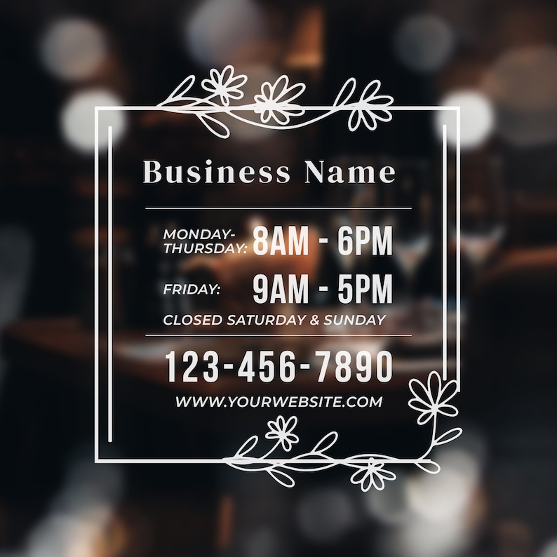 Custom Business Hours Decal Hours of Operation Decal - Etsy