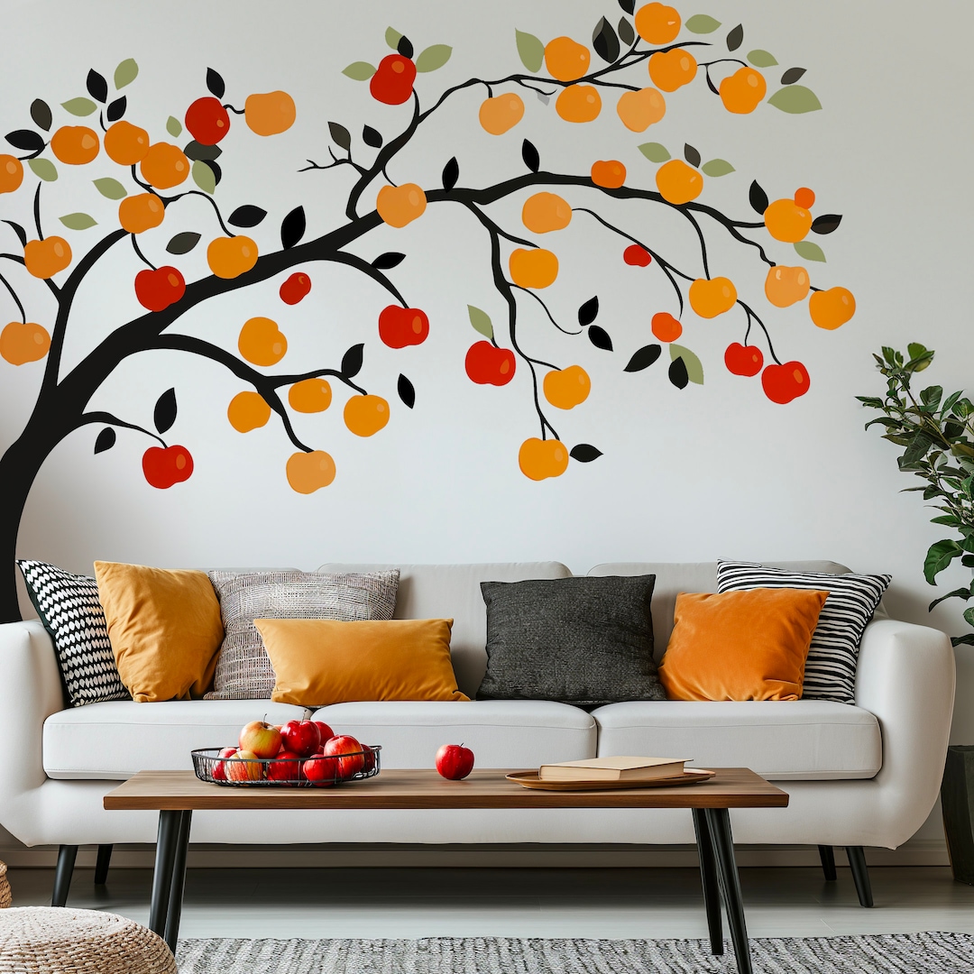 Personalized Apple Tree Wall Decal, Custom Trunk, Leaf, Apple Colors ...