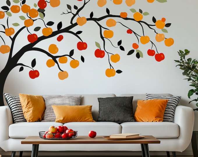 Peel and Stick Red Apple Tree Wall Decal Tree Wall Art Apple Wall ...