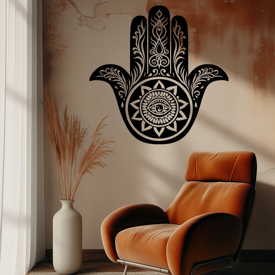 Traditional Hamsa Art Design Decal - Elegant Yoga Studio Decor - Hamsa ...