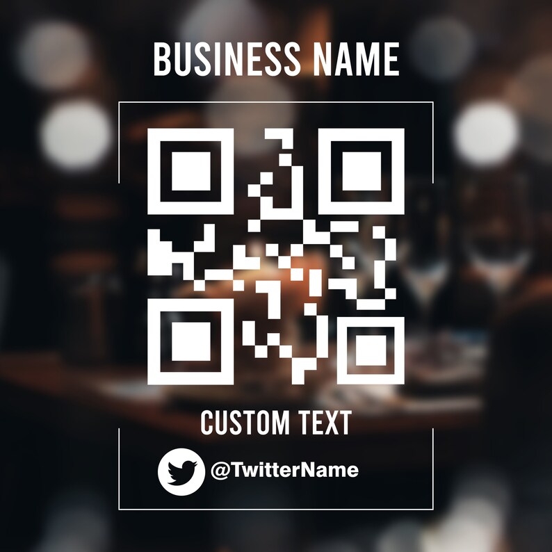 Custom QR Code Business Name and Custom Text Social Media QR - Etsy