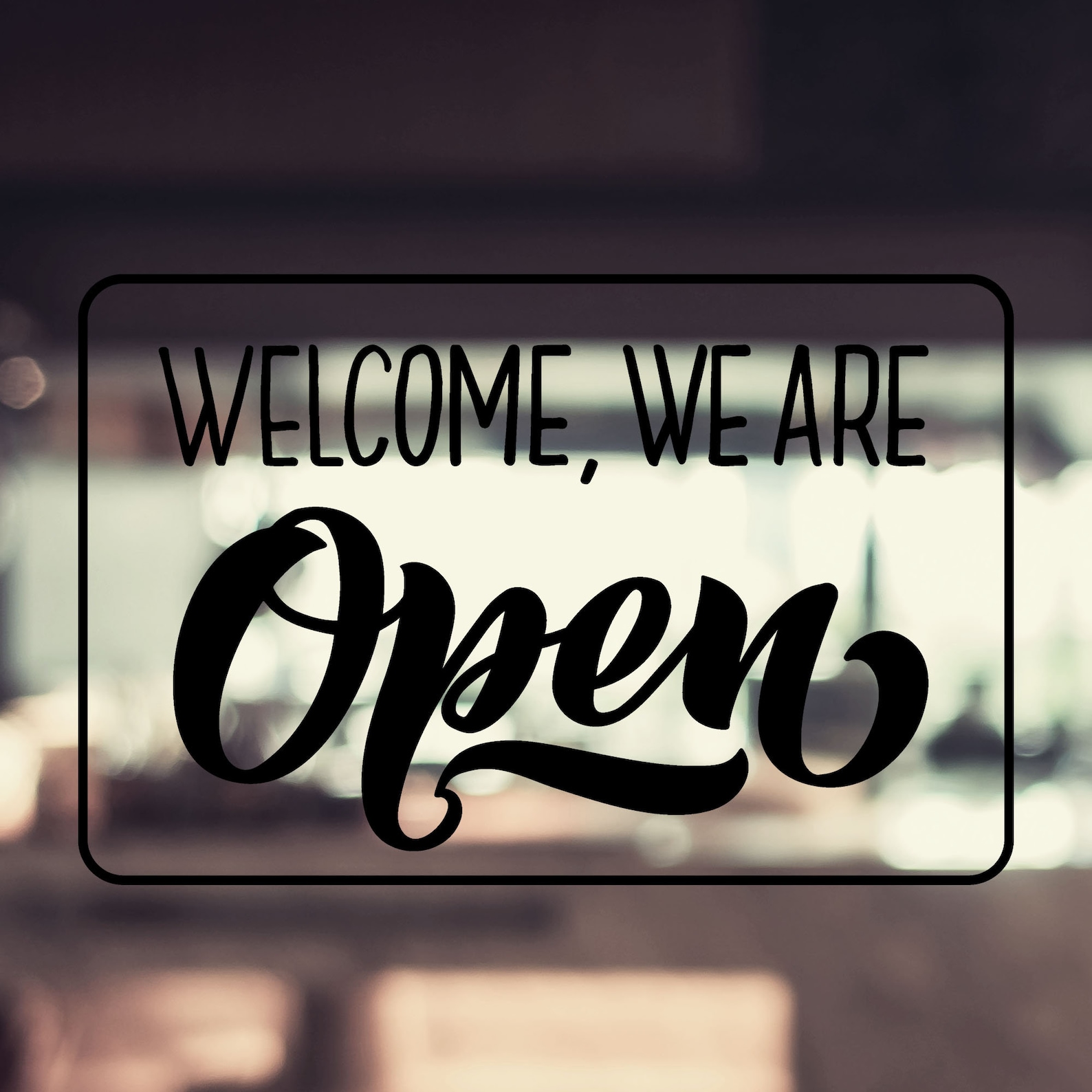 Welcome, We Are Open Decal Sticker Window Wall White Decal Business ...