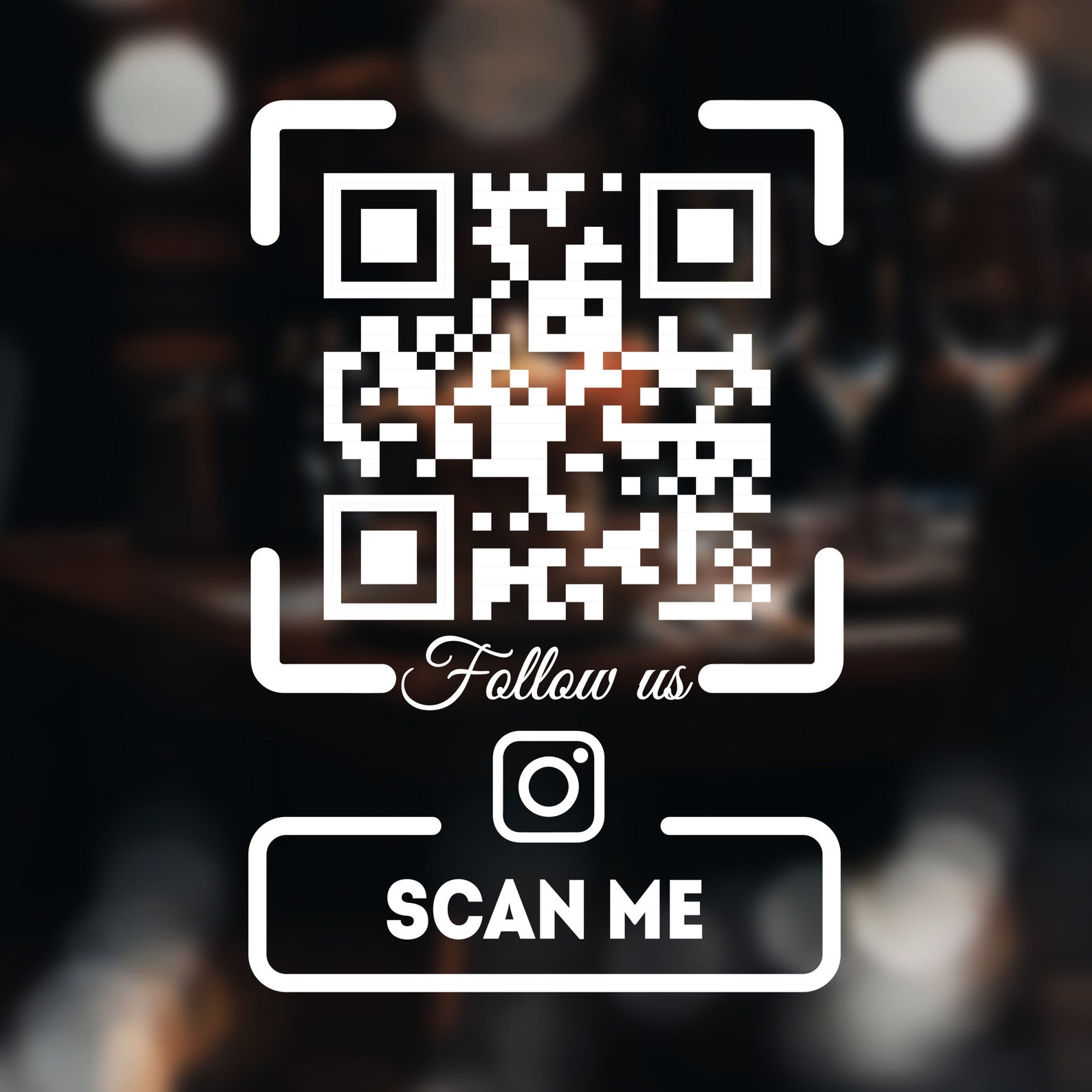 Custom QR Code, Scan Me QR Code Custom Text, Social Media Window Wall ...