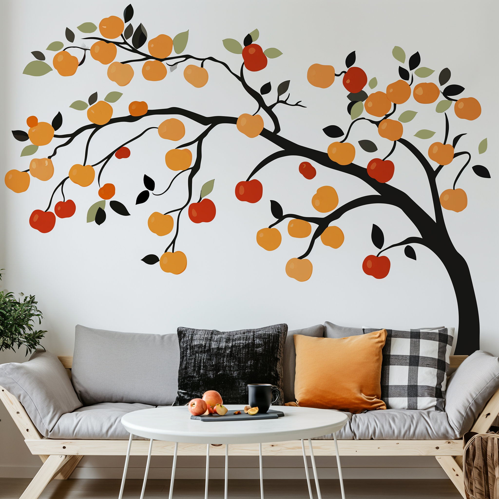 Personalized Apple Tree Wall Decal, Custom Trunk, Leaf, Apple Colors ...