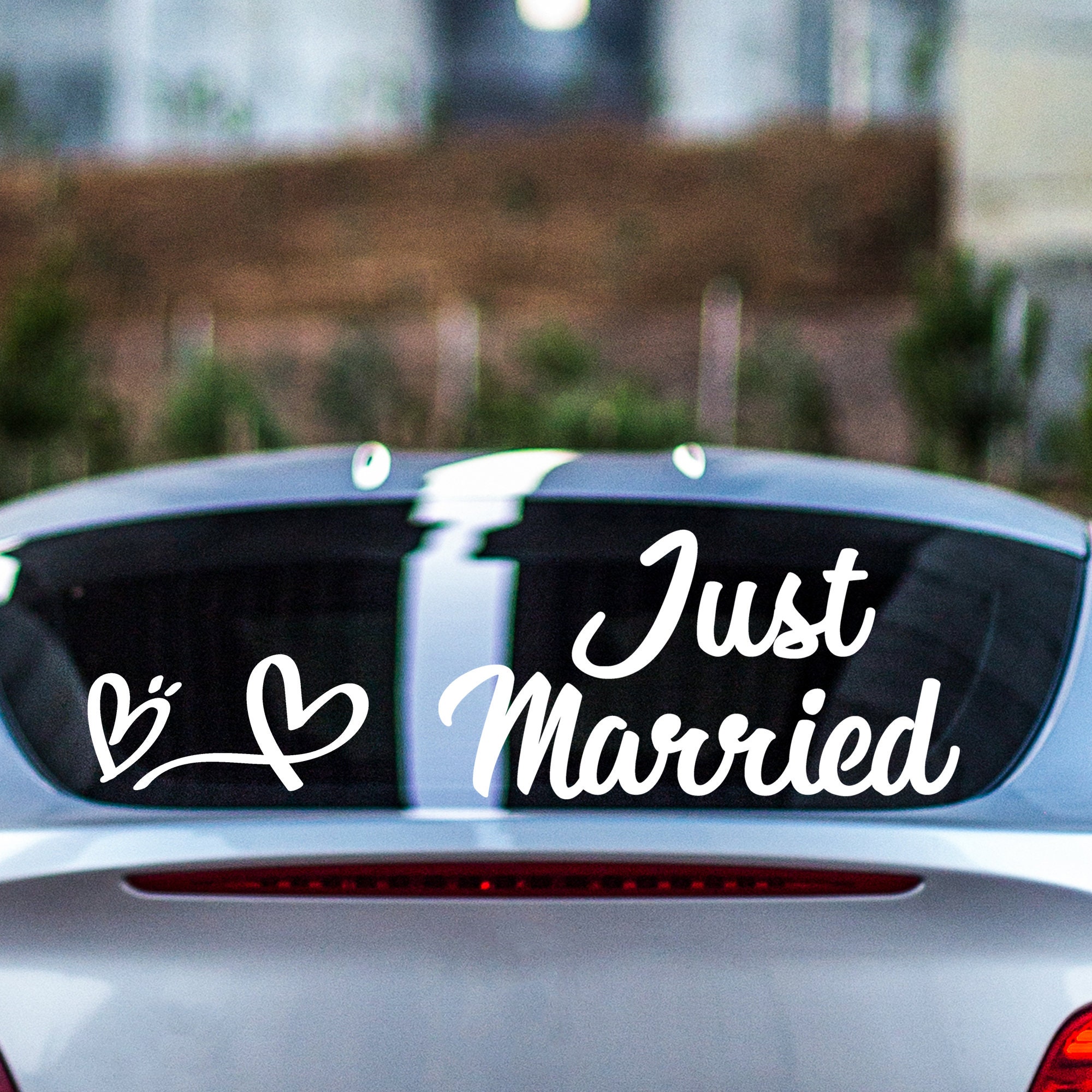 Just Married Vinyl Car Decal Sticker Custom Wedding Decor Window Décor ...