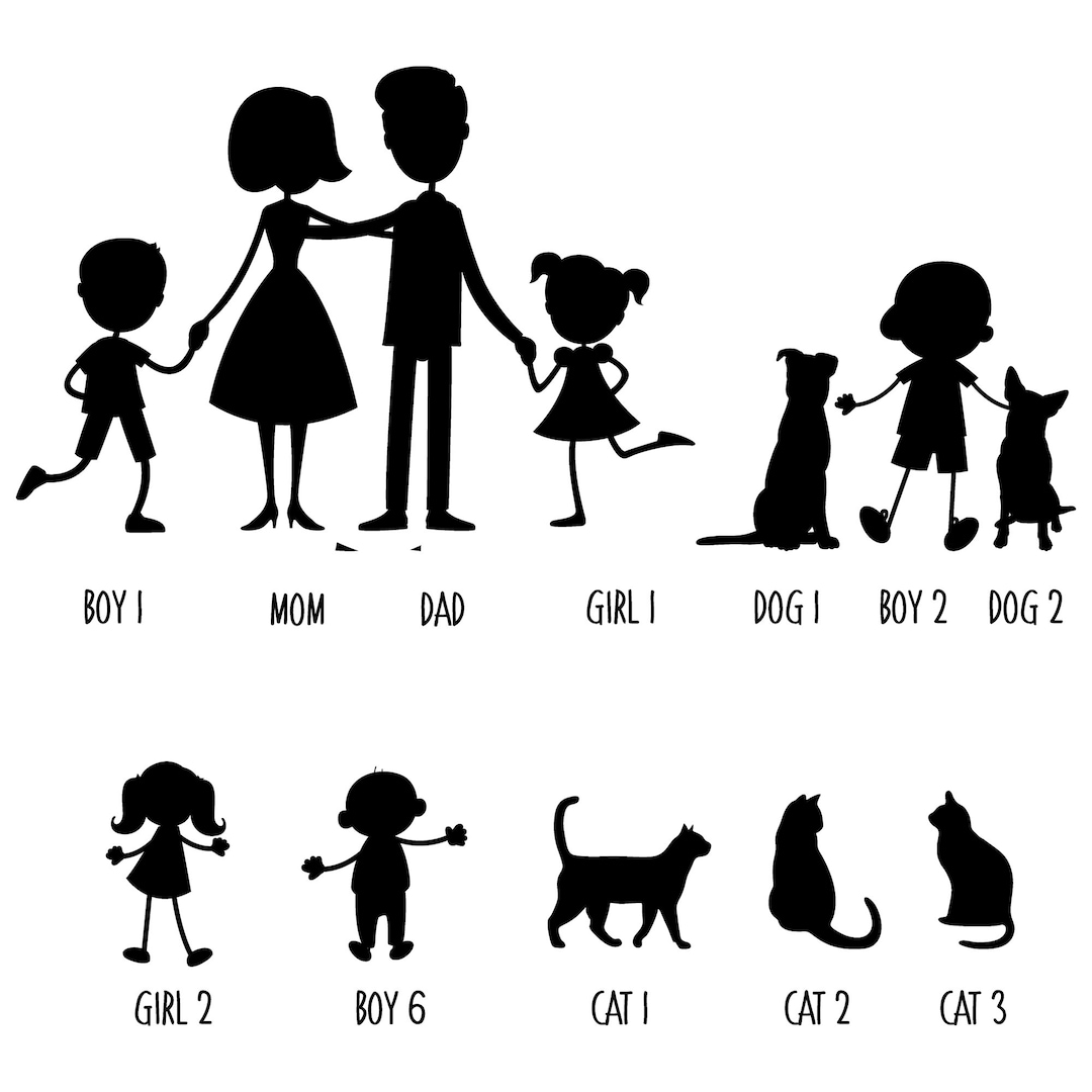 Figure Decals Family Vinyl Sticker - Family of 6 on Board, Family Car ...