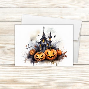 Happy Halloween Card Set, Watercolor Halloween Cards, Fall Card Pack ...