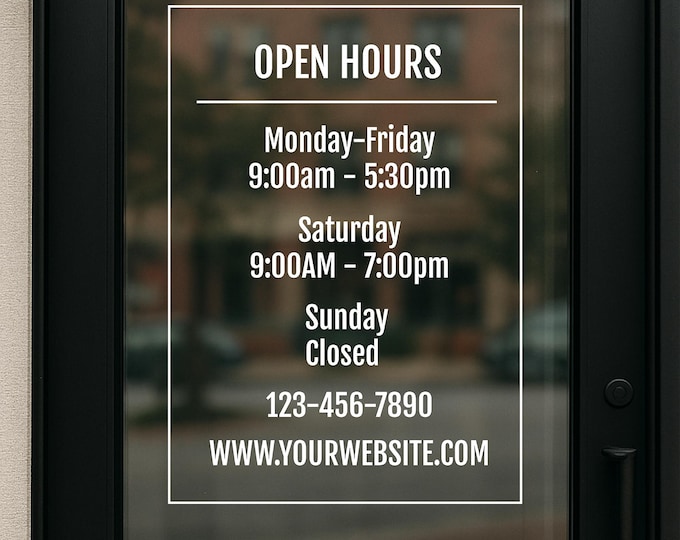 Opening Hours Sign. Gold Lettering Sign, Storefront Hours Sign, Store ...