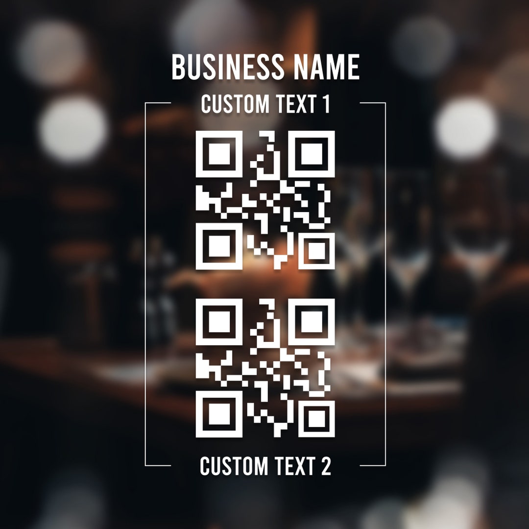 Custom QR Code, Business Name and Custom Text, Two QR Code Window Wall ...