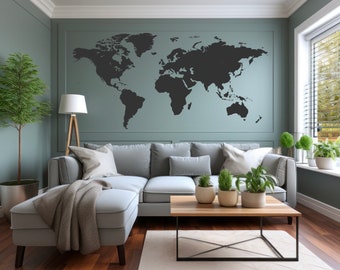 World Map Wall Decal Art Wall Decal Home Retail or Office Extra Large ...