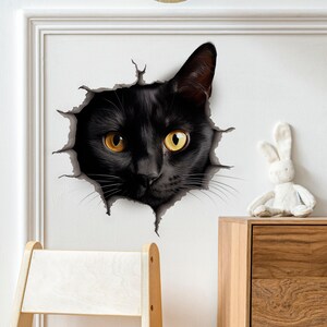 3D Cat Vinyl Wall Sticker Decal for Bedroom, Living Room, and Bathroom ...