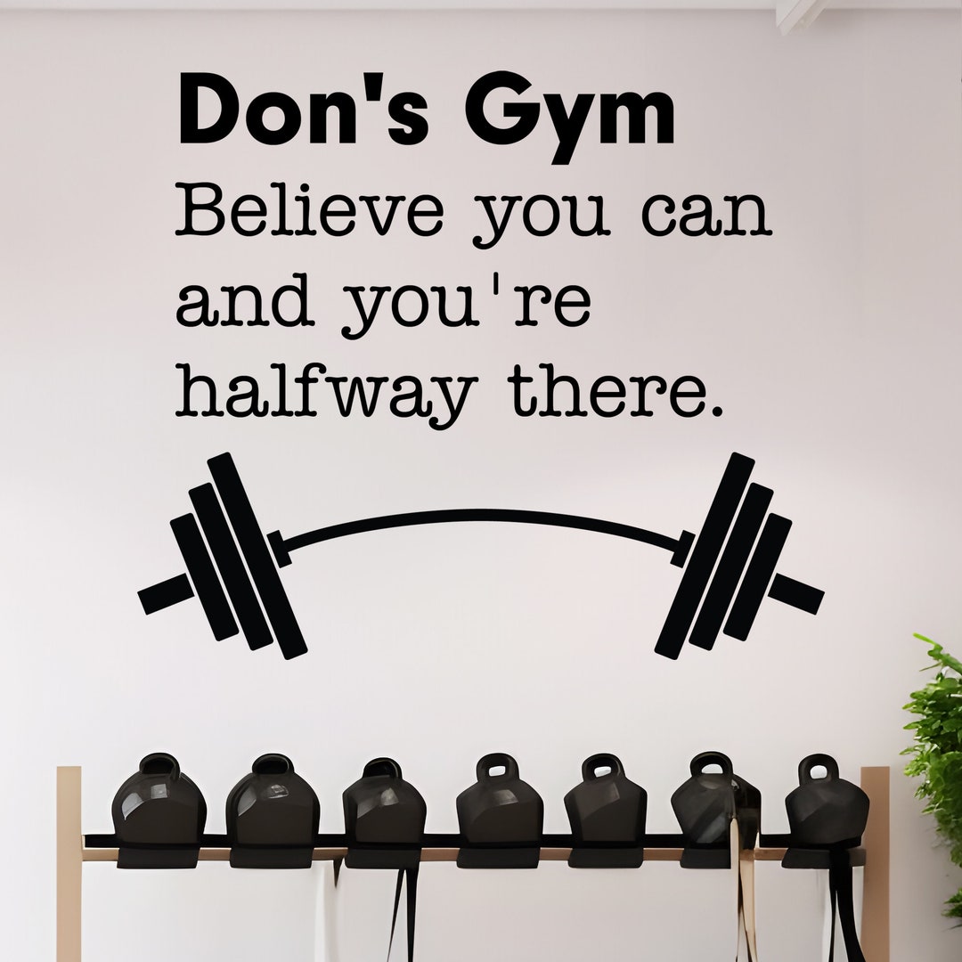 Custom Motivational Gym Wall Decal - Personalized Fitness Vinyl Sticker ...