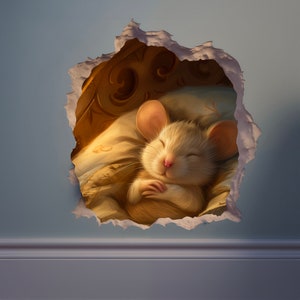 Mouse Hole Decal, Mouse Wall Sticker, Sleeping Mouse Hole Decal, Cute ...