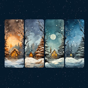 Christmas Bookmark Set of 8 | Custom Bookmarks | Watercolor Winter ...