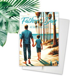 Tropical Beach Father's Day Card - Vintage-inspired Illustration With ...