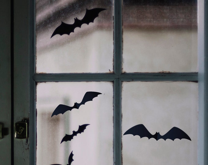 Halloween Bat and Moon Window Sticker Pack, Bat Window Stickers ...