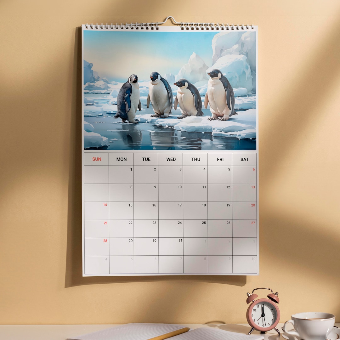 2024 Penguin Calendar | Monthly Wall Calendar | Illustrated Wall ...