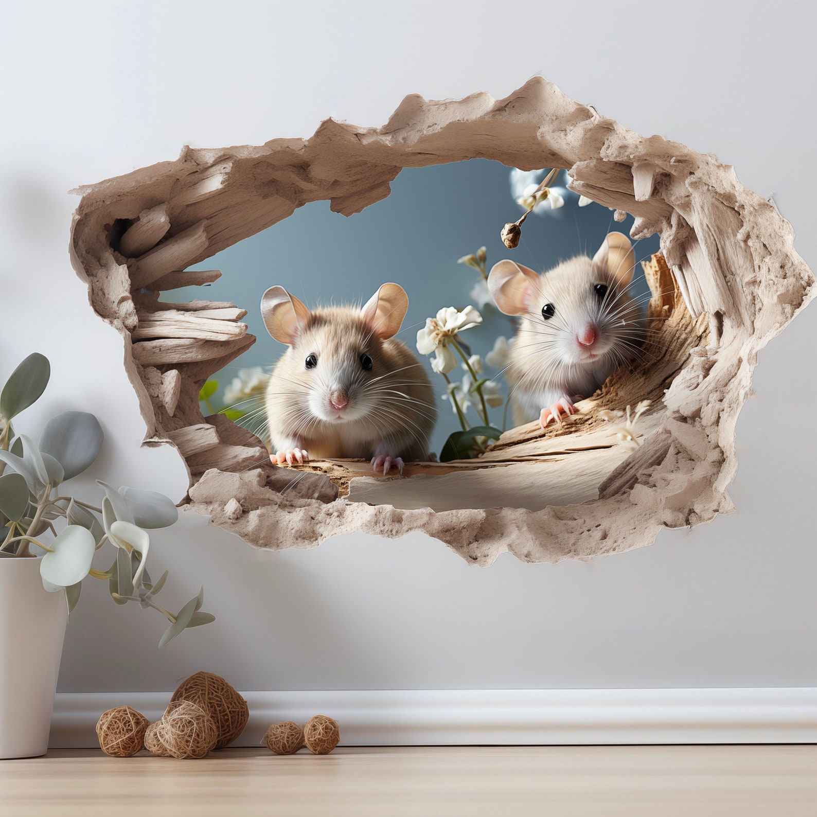 Supperb Mouse Hole Decal, Mouse Wall Sticker, Whimsical Mouse Hole ...