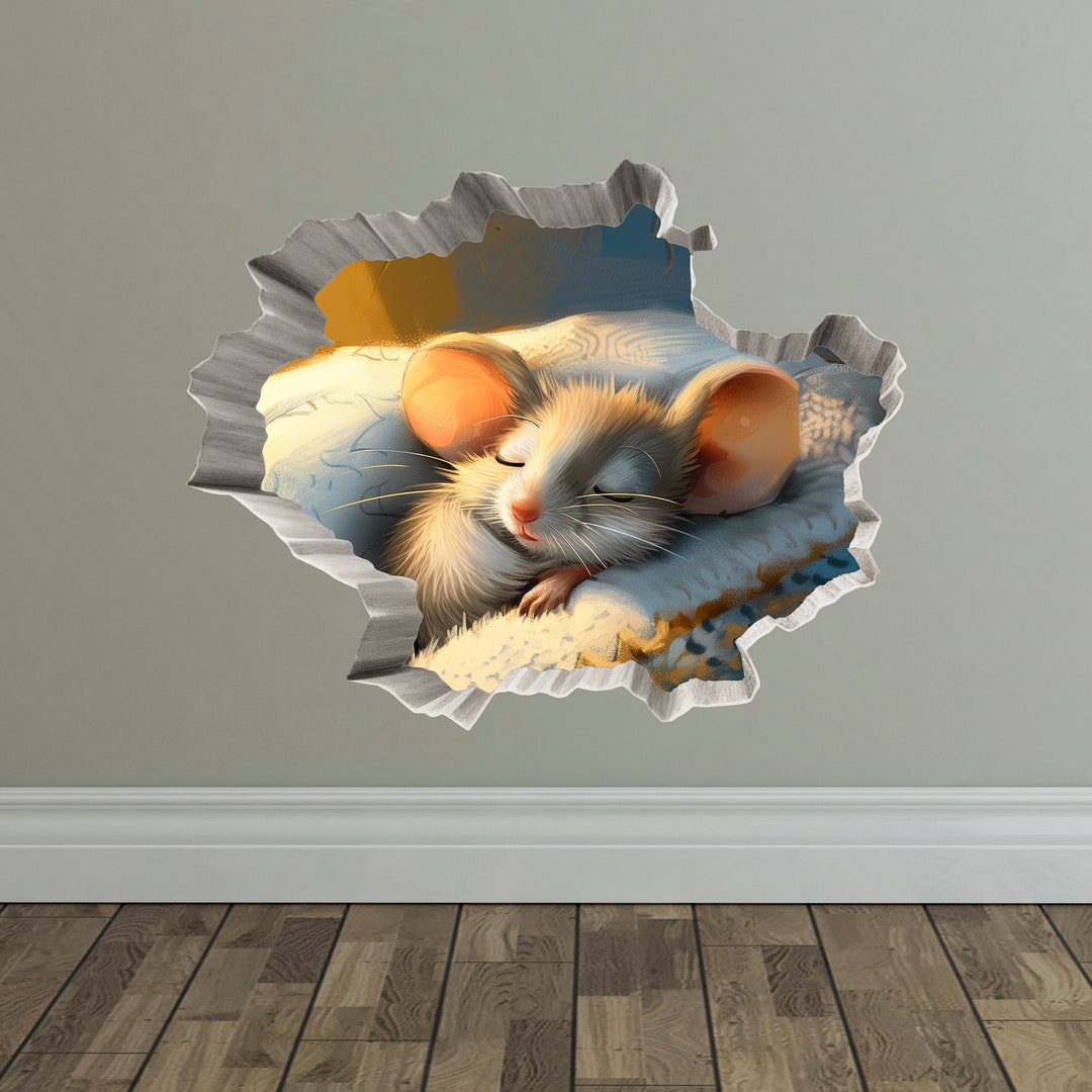 Mouse Hole Decal, Mouse Wall Sticker, Sleeping Mouse Hole Decal, Cute ...