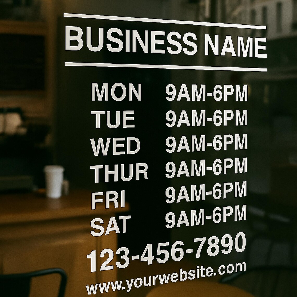 Custom Business Hours Window Decal – Storefront Vinyl Sticker ...