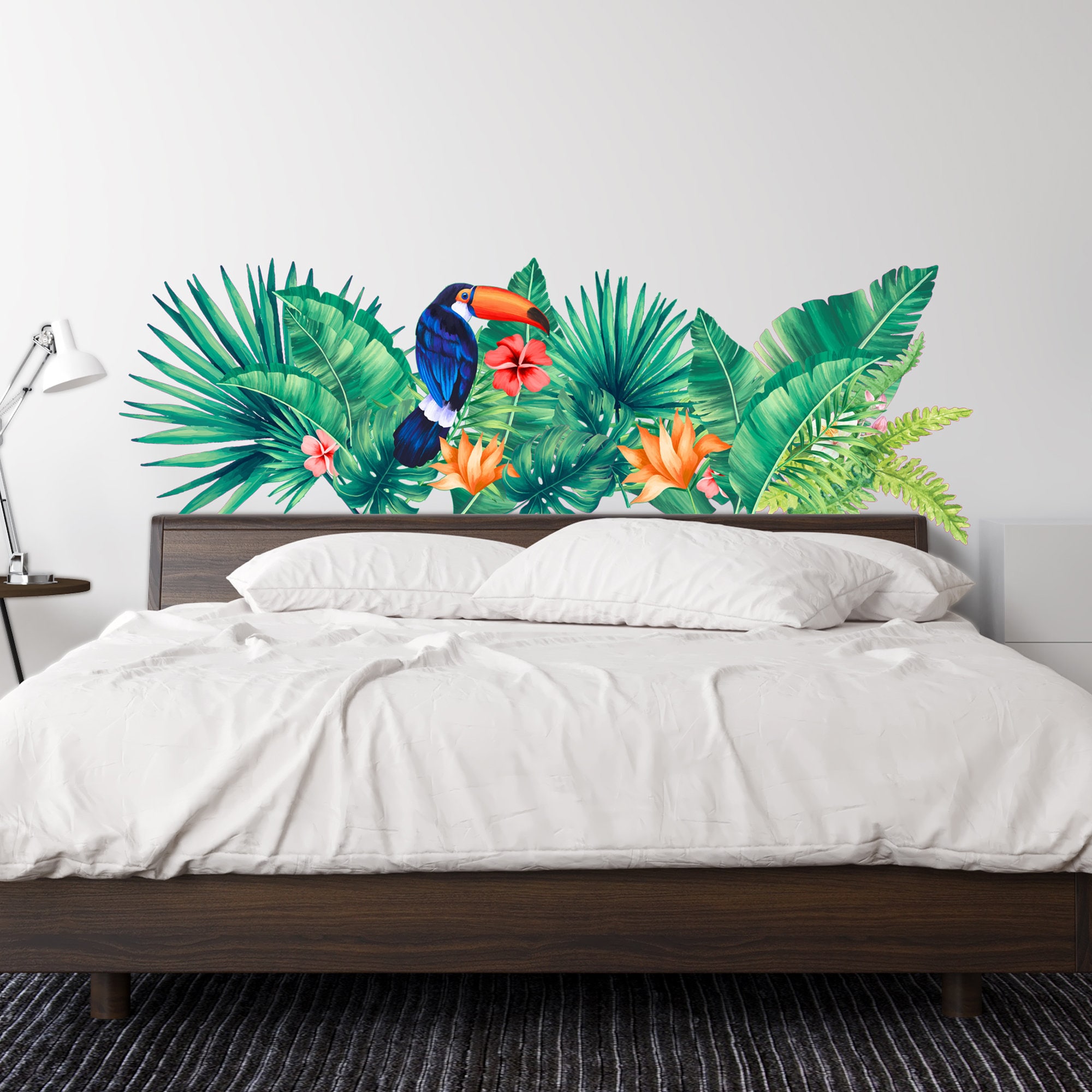 Tropical Leaf Green Leaves Floral Flower Wall Decals Sticker Living ...