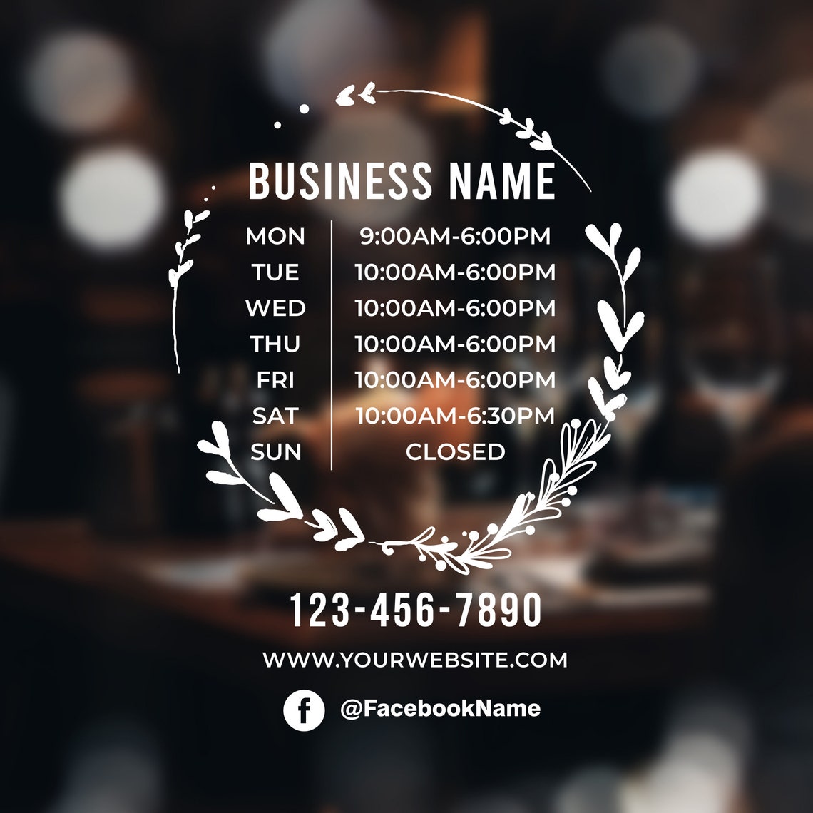Custom Business Hours Decal Hours of Operation Decal Store - Etsy