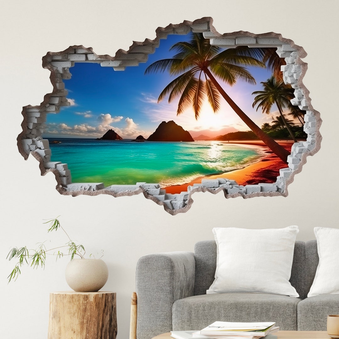 Hawaii Wall Decal, Island Tropical Beach Wall Stickers, Bedroom ...