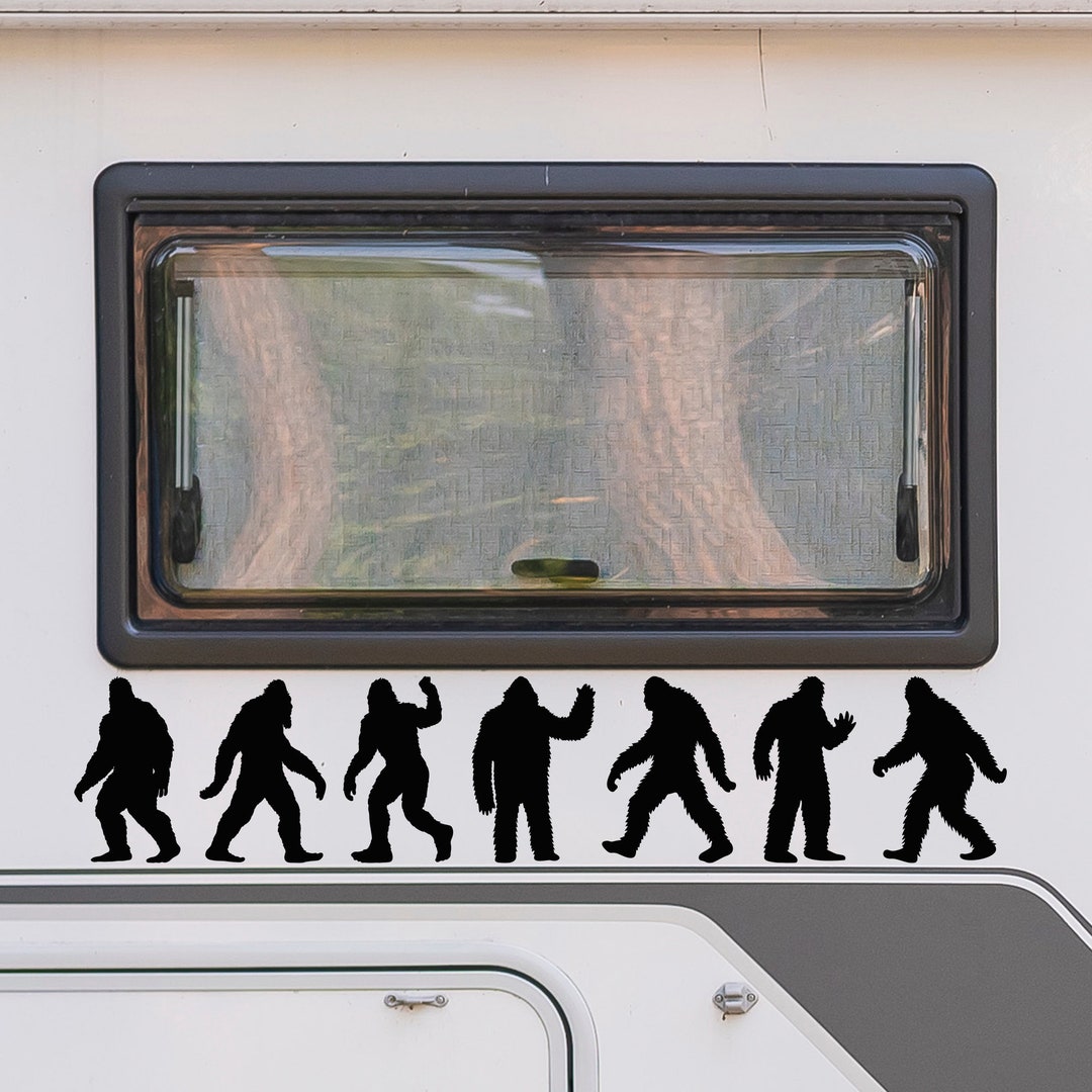 Cute Miniature Bigfoot Silhouette Decal Set for Car, RV, Laptop ...