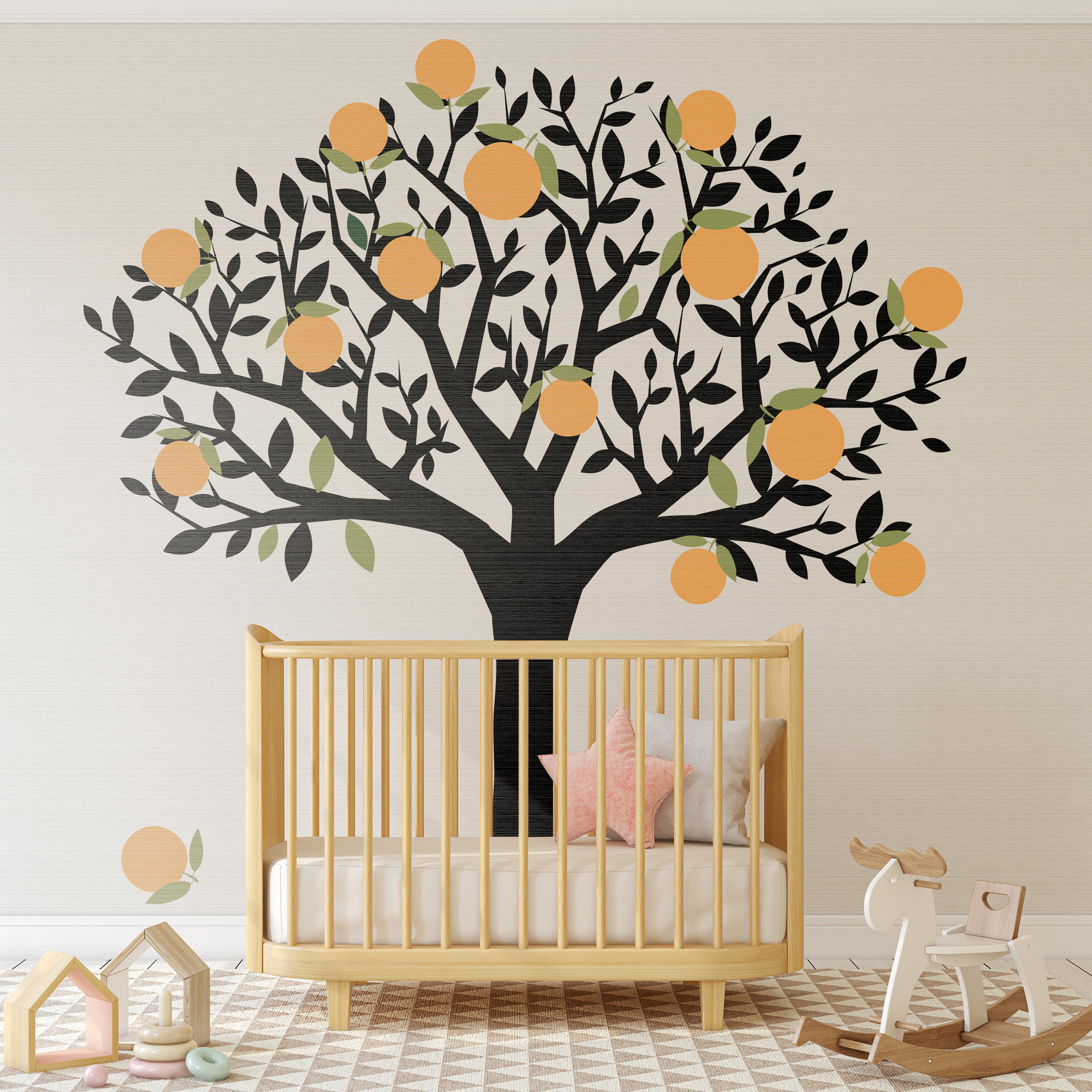 Personalized Orange Tree Wall Decal, Custom Trunk, Leaf, Orange Colors ...