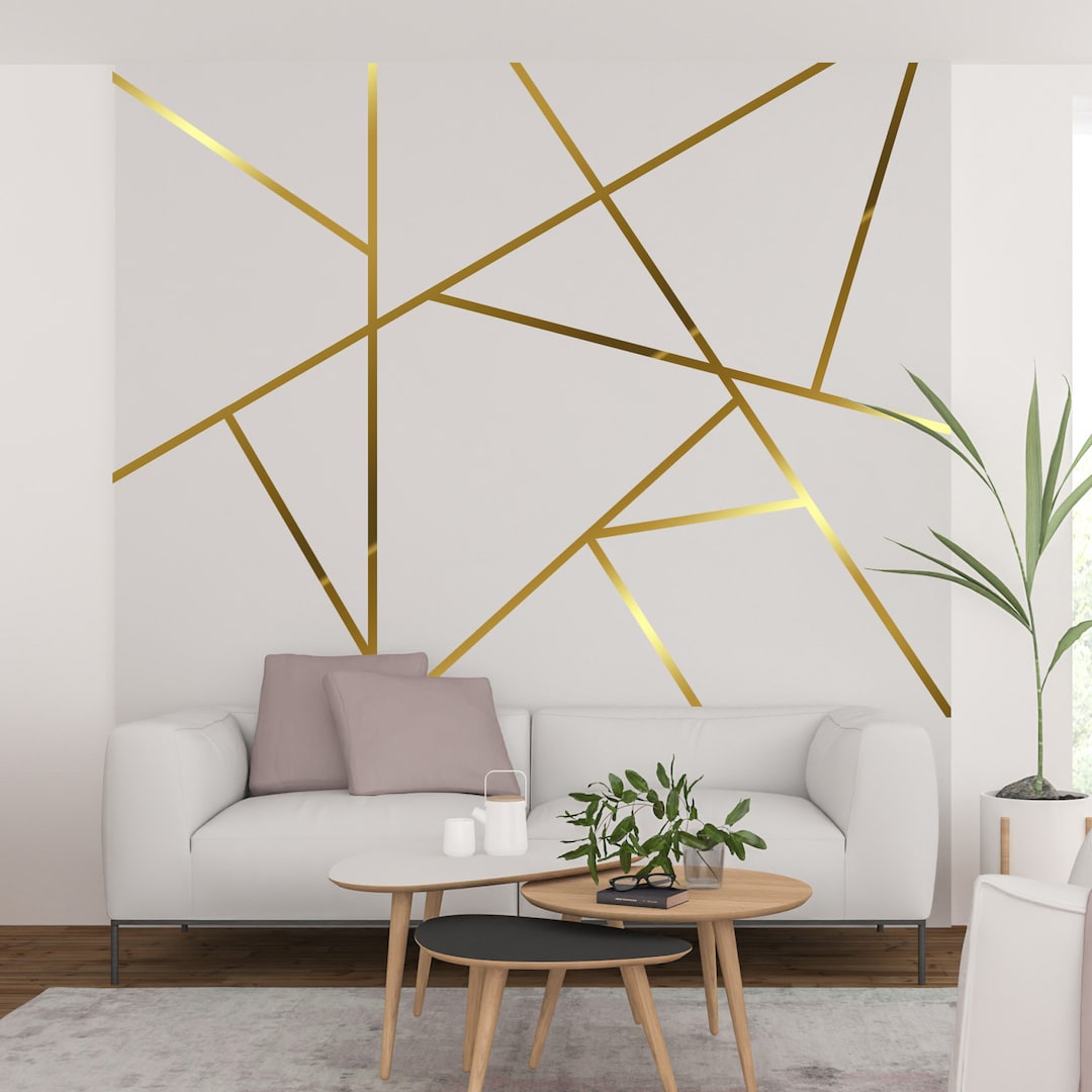Modern Geometric Wall Decals | Gold Silver Line Stickers | Peel and ...
