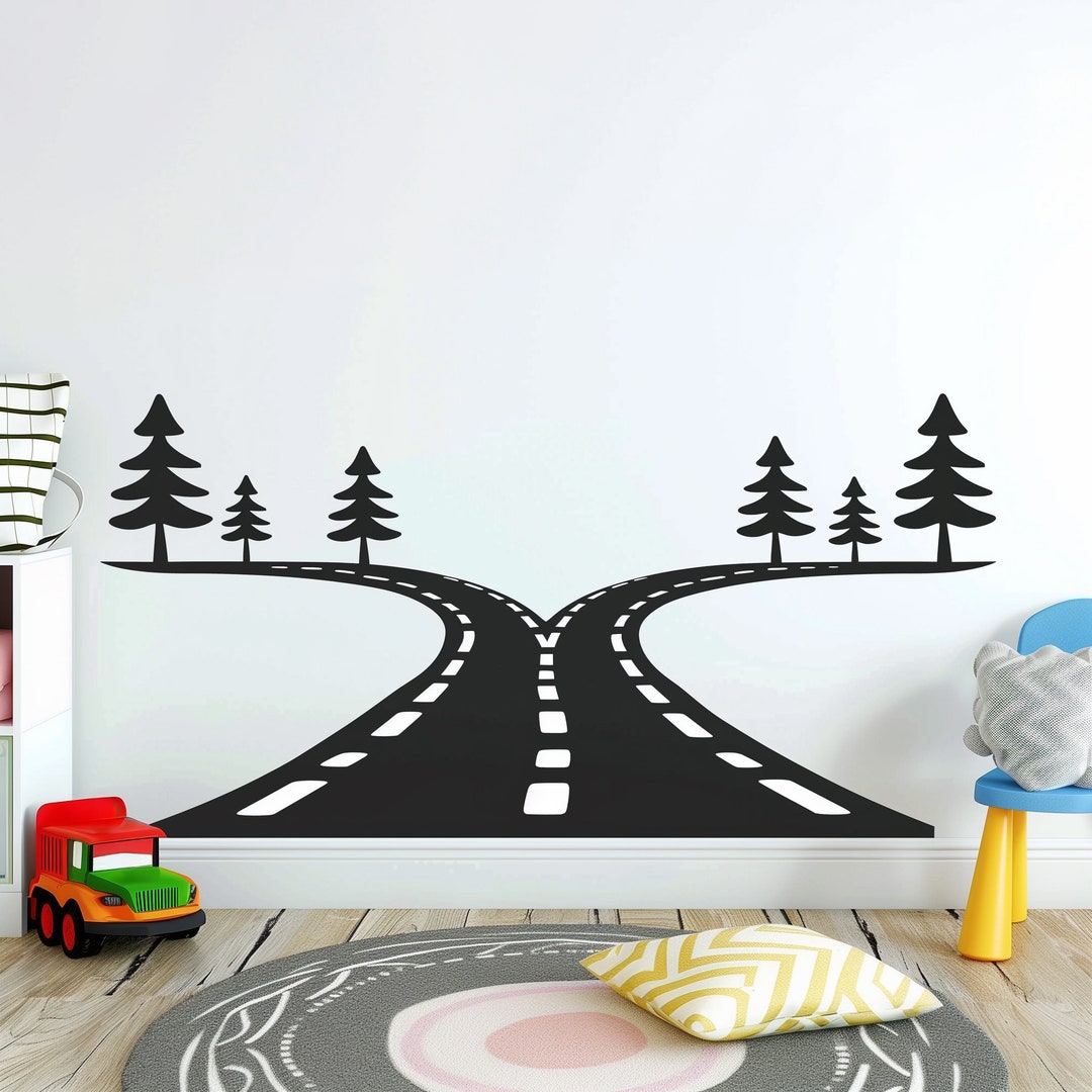 Road Track Wall Decal - Kids Room Decor - Nursery Wall Art - Children's ...
