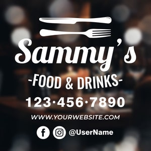 Custom Restaurant Sign Decal, Diner Cafeteria Window Decal, Company ...