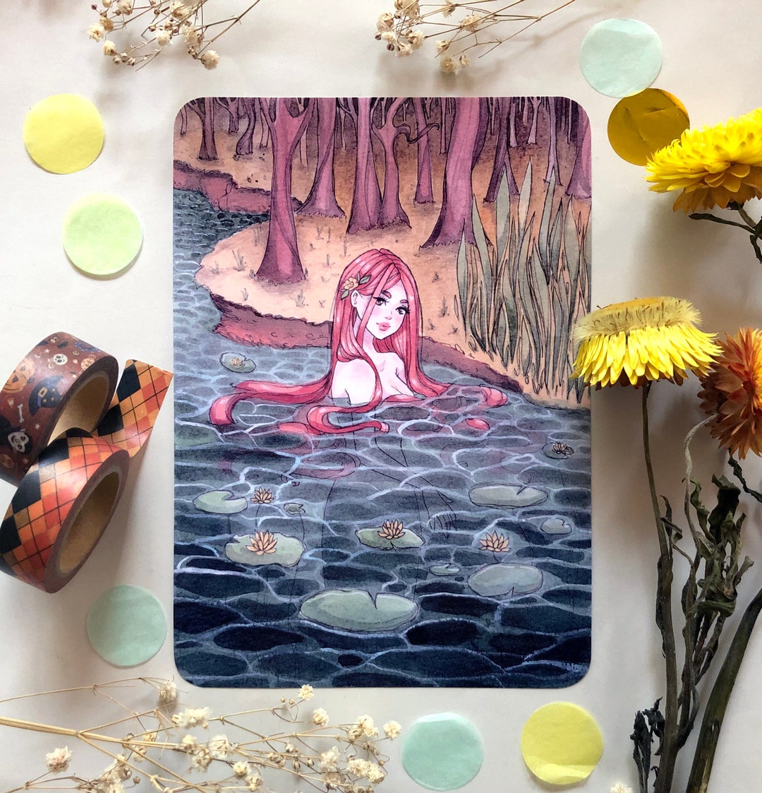 Naiad Inktober Art Print, Halloween Ink Drawing 2020 - Etsy