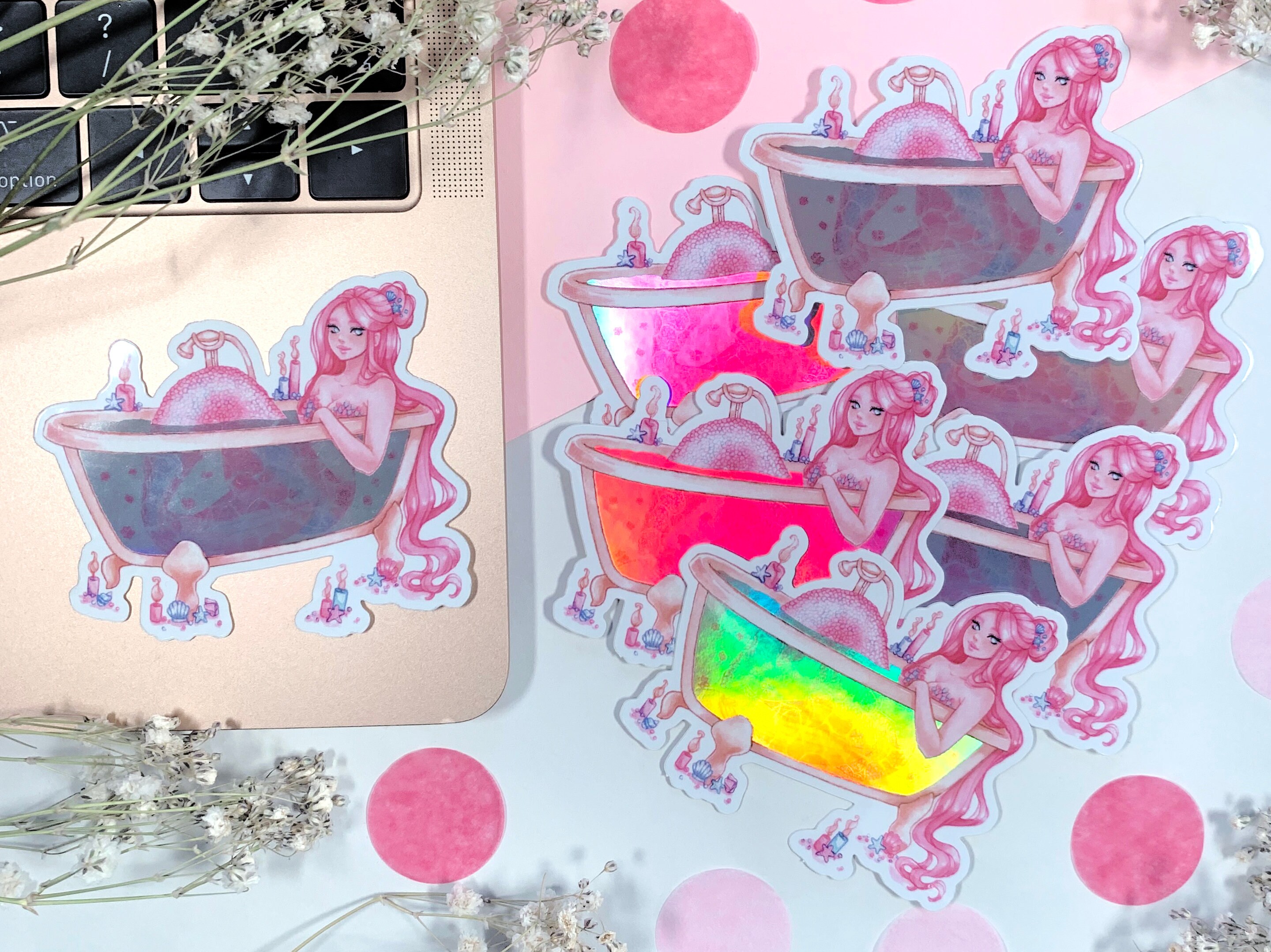 Mermaid Stickers Holographic Transparent and Glitter Glossy - Etsy