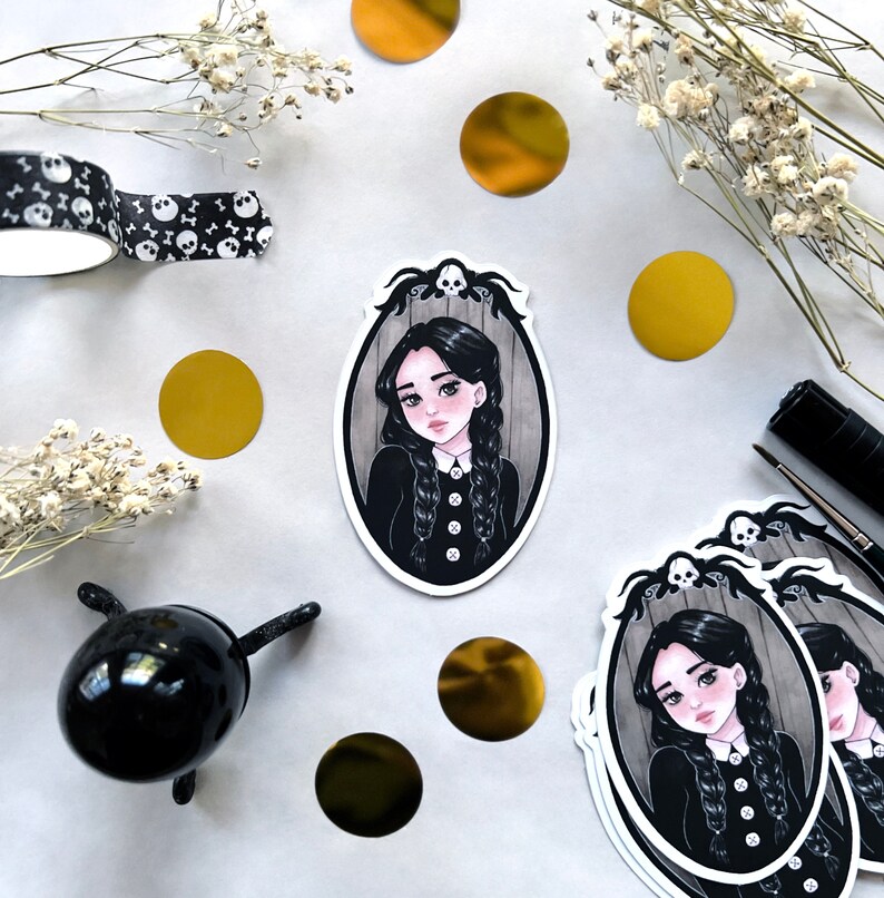 Wednesday Addams Vinyl Sticker Metallic Effect Fan Art - Etsy UK