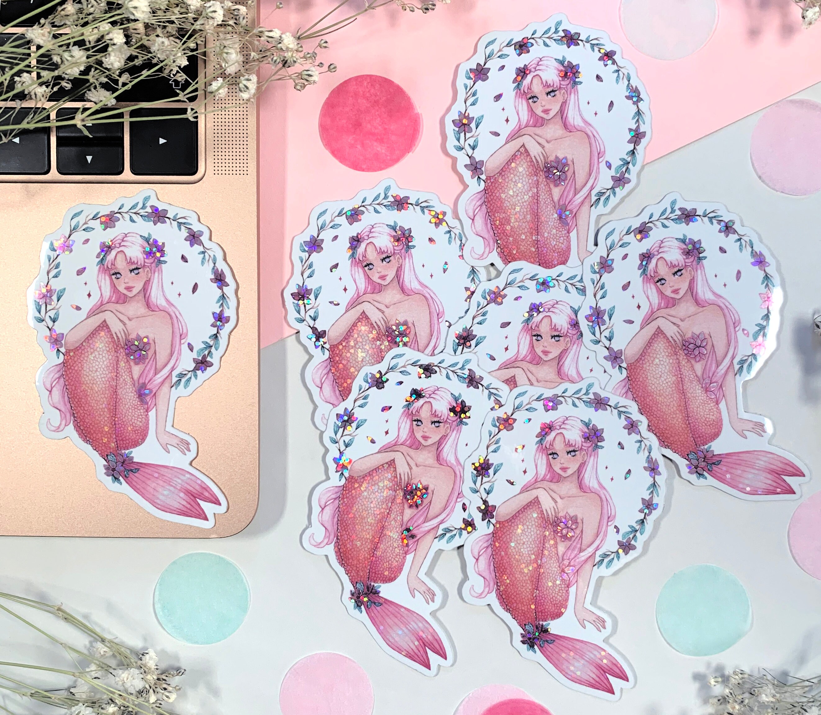 Mermaid Stickers Holographic Transparent and Glitter Glossy - Etsy