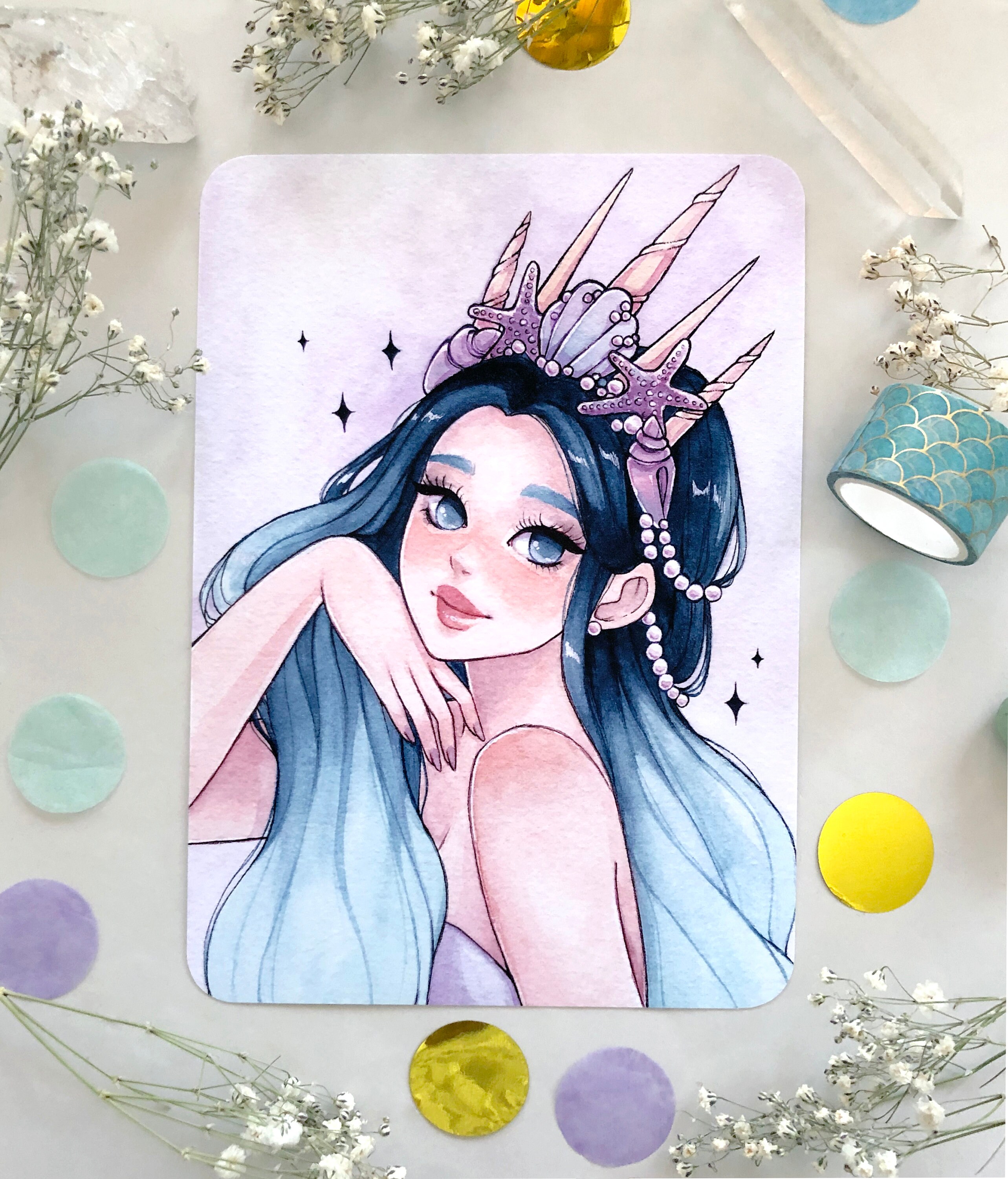Princess Mermaid Art Print Watercolor Painting Mermay 2021 - Etsy