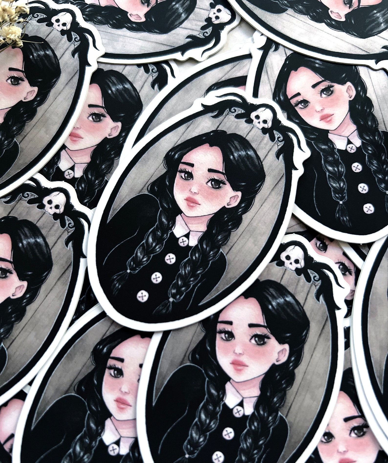 Wednesday Addams Vinyl Sticker Metallic Effect Fan Art - Etsy UK
