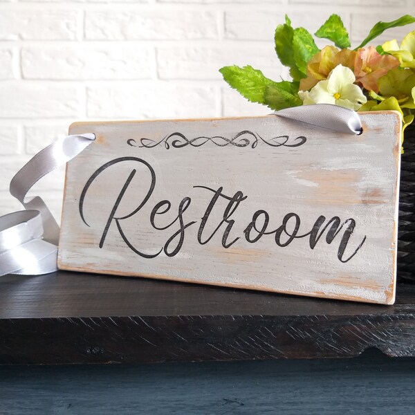 Hanging Restroom Sign - Etsy