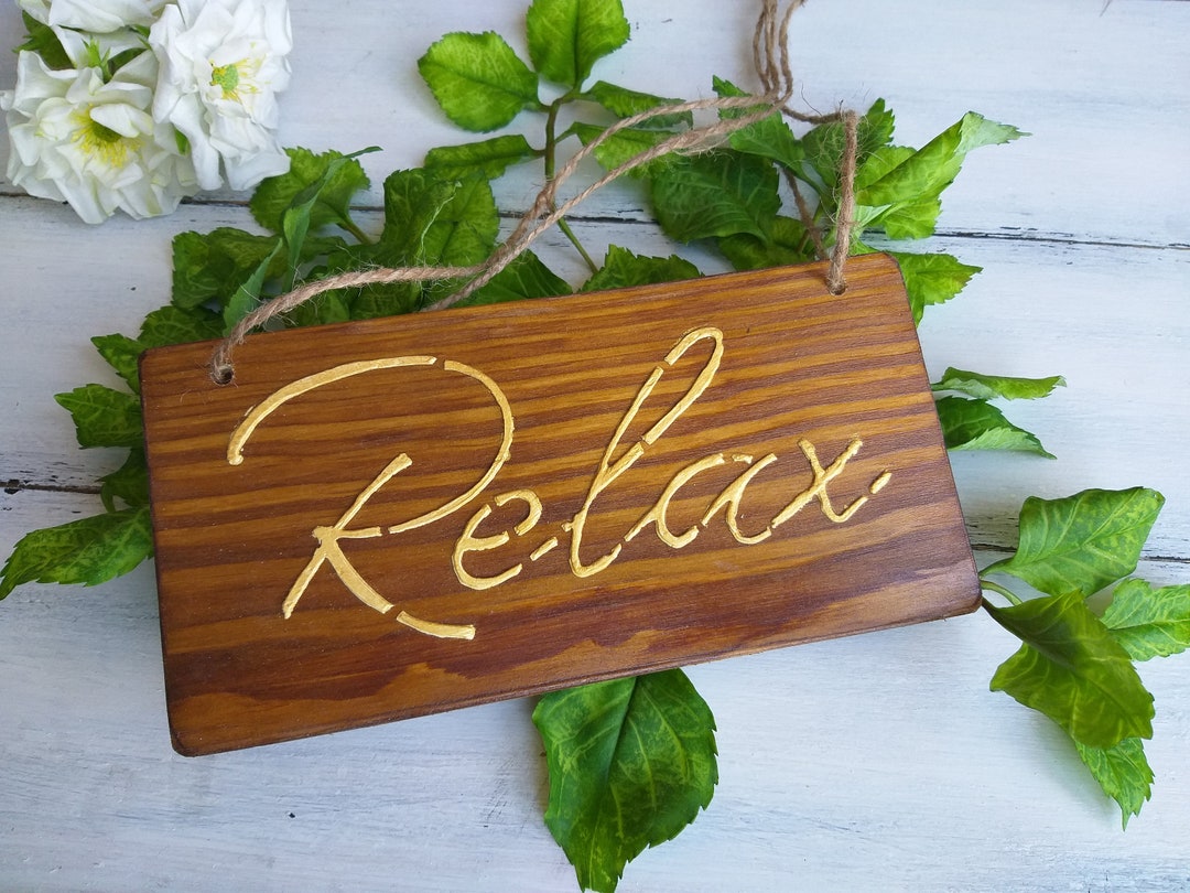 Relax Wooden Sign Rustic Bath Door Sign Farmhouse Wall - Etsy
